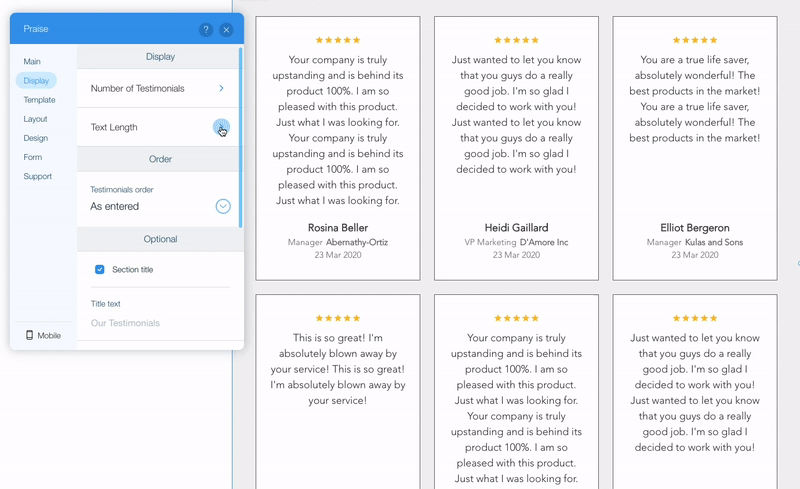Text Length Praise Help Center